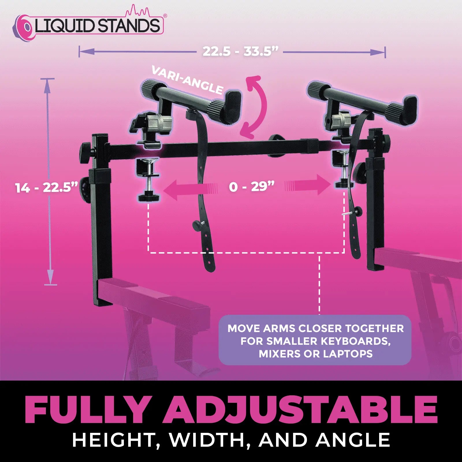 Expandable DJ Table Portable Audio Mixer Stand - Liquid Stands
