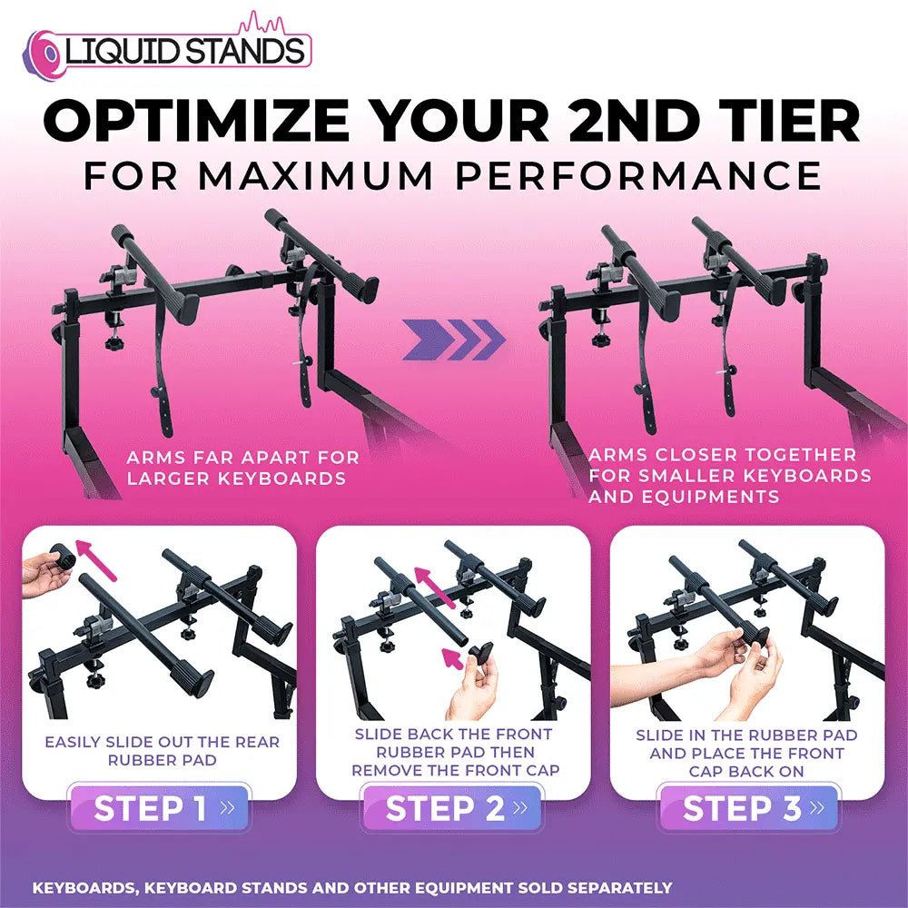 Portable Keyboard Workstation with 2nd Tier – Liquid Stands