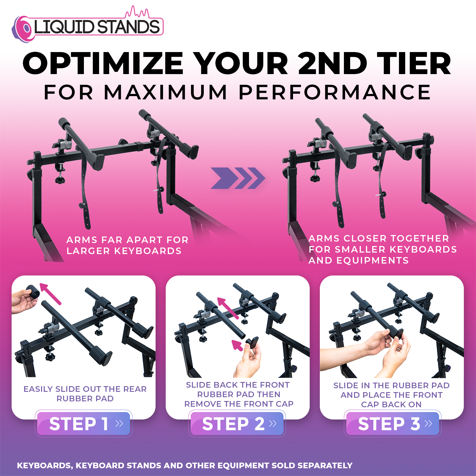 Adjustable 2-Tier Keyboard Stand Extender - Arms Only – Liquid Stands