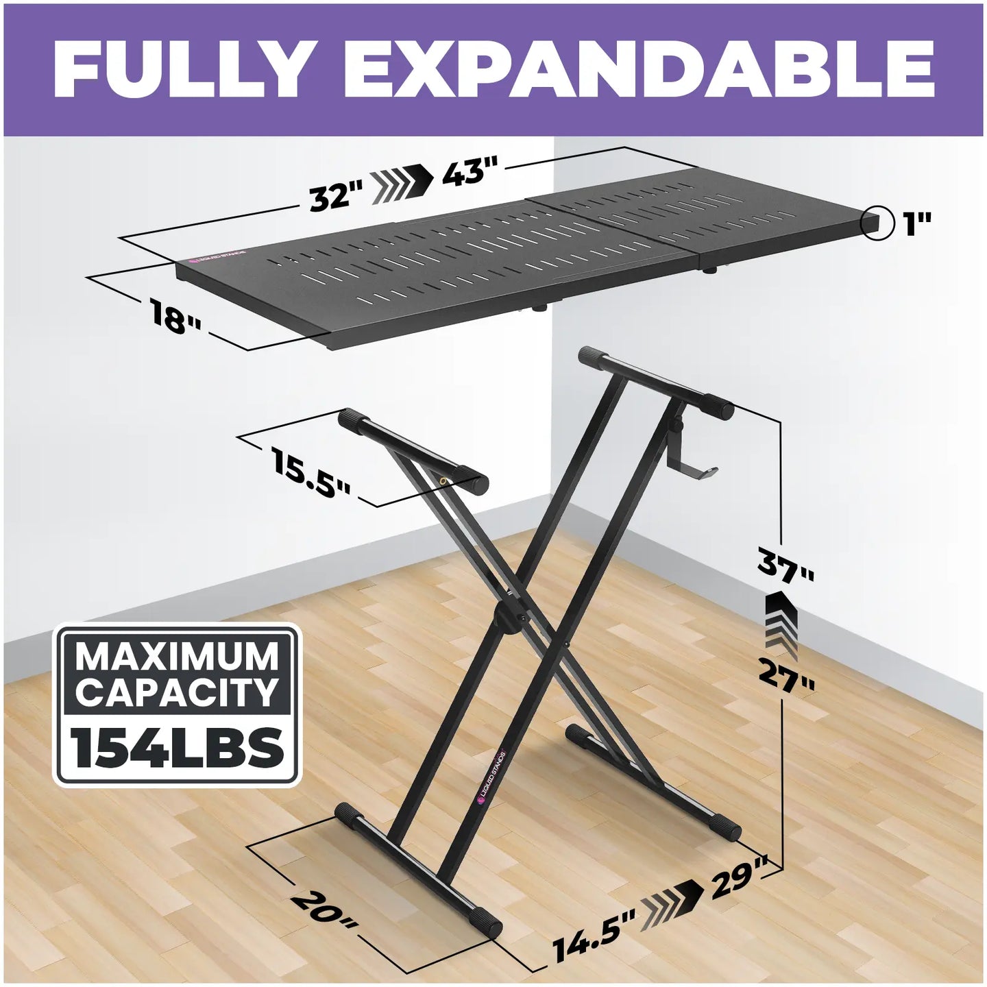 Expandable DJ Table Portable Audio Mixer Stand - Liquid Stands
