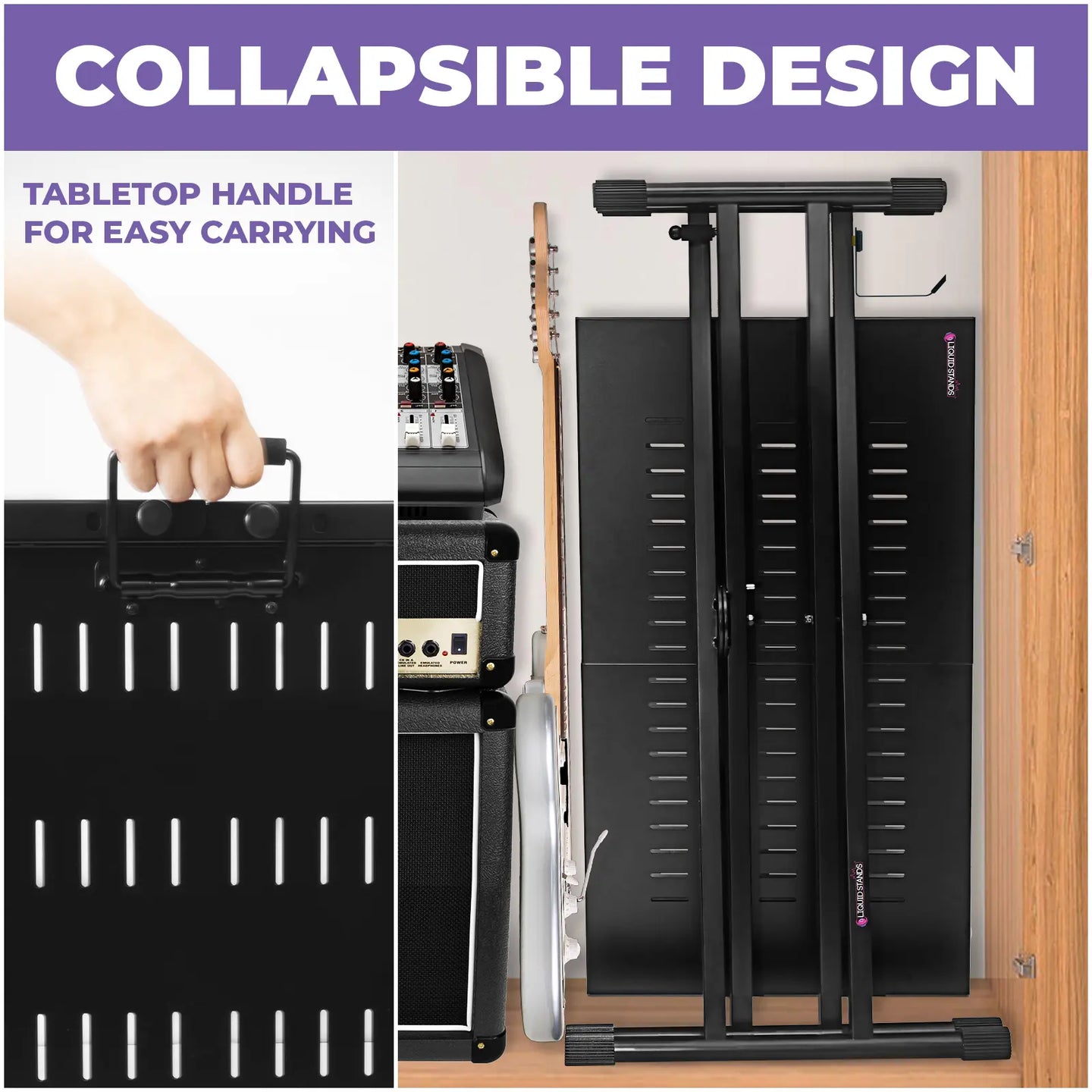 Expandable DJ Table Portable Audio Mixer Stand - Liquid Stands