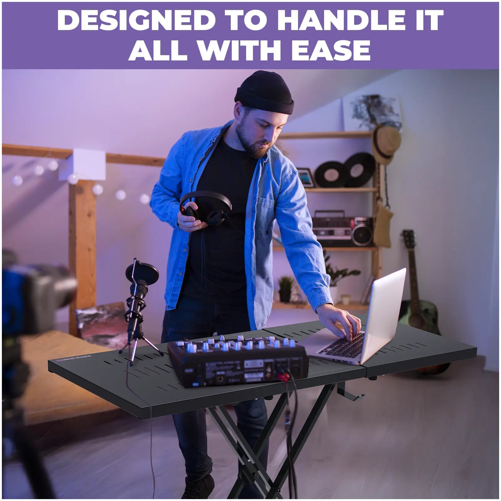 Expandable DJ Table Portable Audio Mixer Stand - Liquid Stands