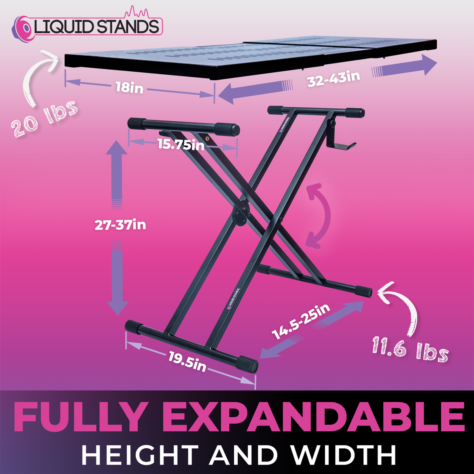 Expandable DJ Table Portable Audio Mixer Stand – Liquid Stands