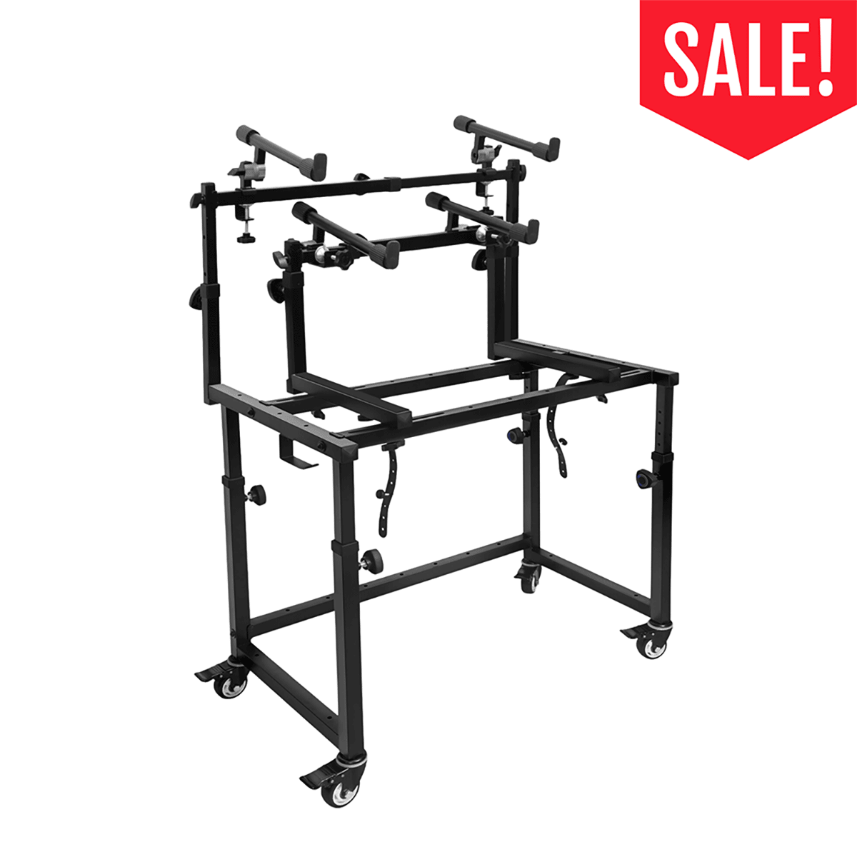 3-Tier Portable Keyboard Workstation with Wheels – Liquid Stands